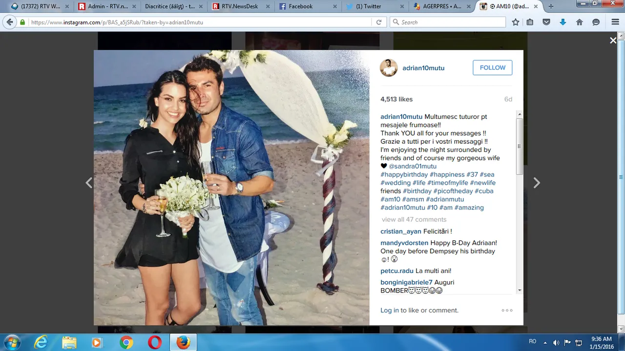 Adrian Mutu şi Sandra Bachici au amânat CUNUNIA CIVILĂ