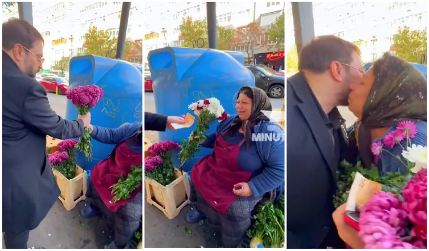 Florin Salam, gest impresionant pentru o vânzătoare de flori, la colț ...