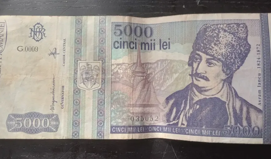 Bancnota de 5.000 de lei din anul 1993, cu chipul lui Avram Iancu, valorează o mică avere. Se ...